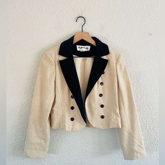 Victor Costa | Jackets & Coats | Vintage Victor Costa Cropped Cream ...